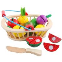 China 4.5cm Wooden Fruit Cutting Set Vegetables Kitchen Role Play Set for sale