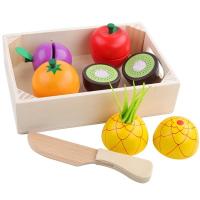 China 4.5cm Wooden Fruit Cutting Set Vegetables Kitchen Role Play Set for sale