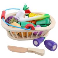China 4.5cm Wooden Fruit Cutting Set Vegetables Kitchen Role Play Set for sale