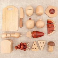 China Natural 5.5cm Wooden Fruits And Vegetables Role Play Food Set for sale