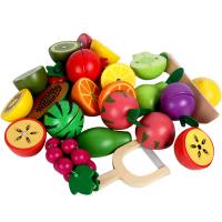 China Magnetic 10.5cm Wooden Fruit Cutting Set Wooden Fruit Basket Toy for sale