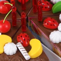 China DIY 5.9inch Wooden Fruit Cutting Set Birthday Cake Toy Plastic for sale