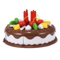 China DIY 5.9inch Wooden Fruit Cutting Set Birthday Cake Toy Plastic for sale