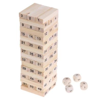 China Digits Domino Wooden Building Blocks Toy Tower Stacking Game for sale