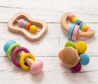 China Rattle Soother 7.2cm Wooden Musical Toys Childrens Wooden Instruments for sale