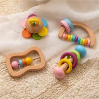China Rattle Soother 7.2cm Wooden Musical Toys Childrens Wooden Instruments for sale