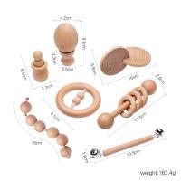 China Graphic Rattles 7Pc Wooden Teether For Baby Wooden Teething Ring for sale