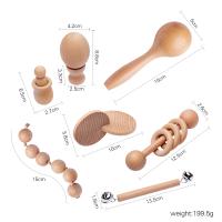 China Graphic Rattles 7Pc Wooden Teether For Baby Wooden Teething Ring for sale