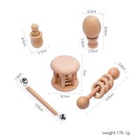 China Graphic Rattles 7Pc Wooden Teether For Baby Wooden Teething Ring for sale