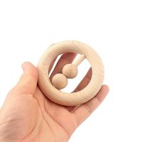 China Handbell  6 Inch Wooden Teethers Safe Tambor Beech Wood Teether for sale