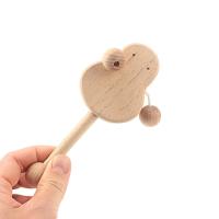 China Handbell  6 Inch Wooden Teethers Safe Tambor Beech Wood Teether for sale