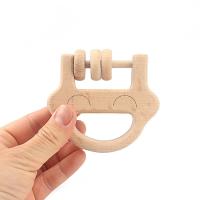 China Handbell  6 Inch Wooden Teethers Safe Tambor Beech Wood Teether for sale