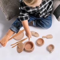 China Tableware 8.9cm Wooden Miniature Kitchen Set Wooden Cooking Set Toy for sale