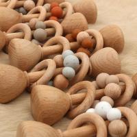 China Rabbit 5.12in Beech Wood Teether Natural Wooden Bunny Teether for sale