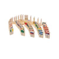 China ISO9001 100 Flag Wooden Domino Blocks Building Dominoes Set for sale