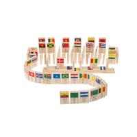 China ISO9001 100 Flag Wooden Domino Blocks Building Dominoes Set for sale
