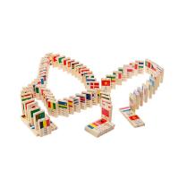 China ISO9001 100 Flag Wooden Domino Blocks Building Dominoes Set for sale