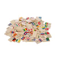 China ISO9001 100 Flag Wooden Domino Blocks Building Dominoes Set for sale
