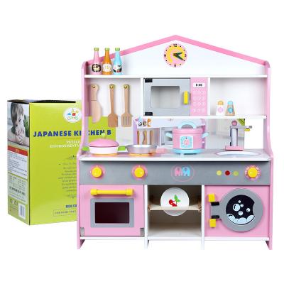 China ISO9001 Simulation Wooden Cooking Toys Pink Wooden Kitchen Accessories for sale