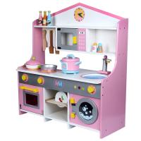 China ISO9001 Simulation Wooden Cooking Toys Pink Wooden Kitchen Accessories for sale