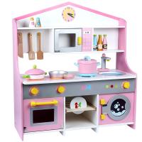 China ISO9001 Simulation Wooden Cooking Toys Pink Wooden Kitchen Accessories for sale