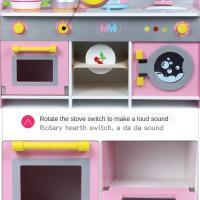 China ISO9001 Simulation Wooden Cooking Toys Pink Wooden Kitchen Accessories for sale