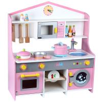 China ISO9001 Simulation Wooden Cooking Toys Pink Wooden Kitchen Accessories for sale