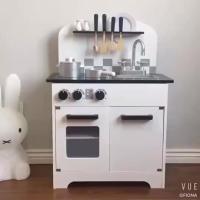 China Kids Grey Wooden Kitchen Toys For Toddlers Black 77.8cm for sale