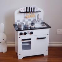 China Kids Grey Wooden Kitchen Toys For Toddlers Black 77.8cm for sale