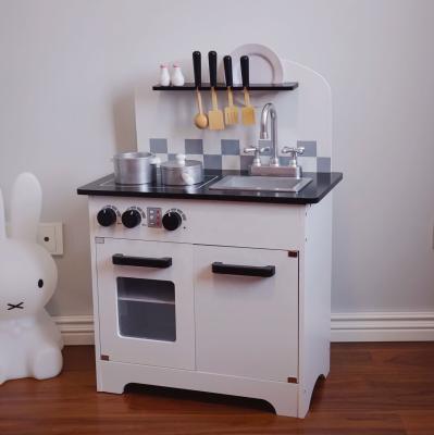 China Kids Grey Wooden Kitchen Toys For Toddlers Black 77.8cm for sale