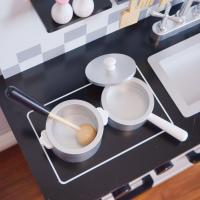 China Kids Grey Wooden Kitchen Toys For Toddlers Black 77.8cm for sale