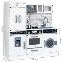 China Large 82.5cm Refrigerator Wooden Miniature Kitchen Set Stove White Black for sale