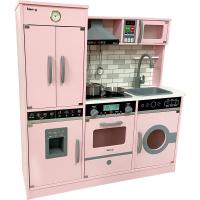China Large 82.5cm Refrigerator Wooden Miniature Kitchen Set Stove White Black for sale
