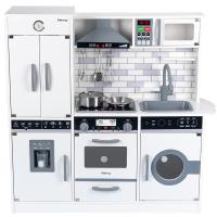 China Large 82.5cm Refrigerator Wooden Miniature Kitchen Set Stove White Black for sale