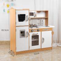 China Large 82.5cm Refrigerator Wooden Miniature Kitchen Set Stove White Black for sale