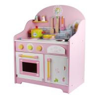 China Utensils 30cm Pink Wooden Play Kitchen Tabletop Playhouse Toys for sale