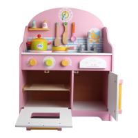 China Utensils 30cm Pink Wooden Play Kitchen Tabletop Playhouse Toys for sale