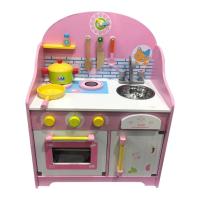 China Utensils 30cm Pink Wooden Play Kitchen Tabletop Playhouse Toys for sale
