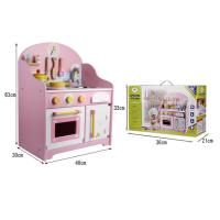 China Utensils 30cm Pink Wooden Play Kitchen Tabletop Playhouse Toys for sale