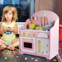 China Utensils 30cm Pink Wooden Play Kitchen Tabletop Playhouse Toys for sale