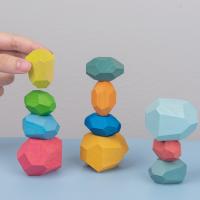 China Rocks 190g Baby Building Blocks Wooden Stones Sets Montessori for sale