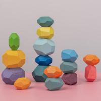 China Rocks 190g Baby Building Blocks Wooden Stones Sets Montessori for sale