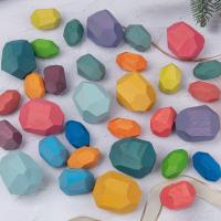 China Rocks 190g Baby Building Blocks Wooden Stones Sets Montessori for sale