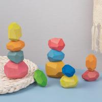 China Jenga 14cm Rock Wooden Building Blocks Set Wooden Stacking Blocks Balancing Toy for sale