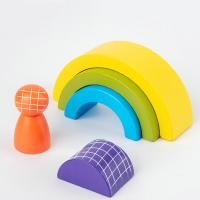 China 1.2in Arch Wooden Rainbow Stacker Large Natural Wood Block Set for sale