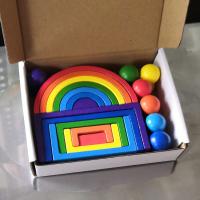 China 1.2in Arch Wooden Rainbow Stacker Large Natural Wood Block Set for sale