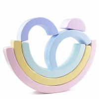 China 4.5cm Wooden Blocks Toys Arched Stacking Rainbow Blocks for sale