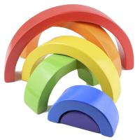 China 4.5cm Wooden Blocks Toys Arched Stacking Rainbow Blocks for sale