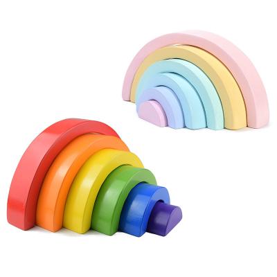 China 4.5cm Wooden Blocks Toys Arched Stacking Rainbow Blocks for sale