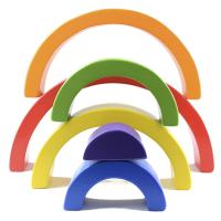 China 4.5cm Wooden Blocks Toys Arched Stacking Rainbow Blocks for sale